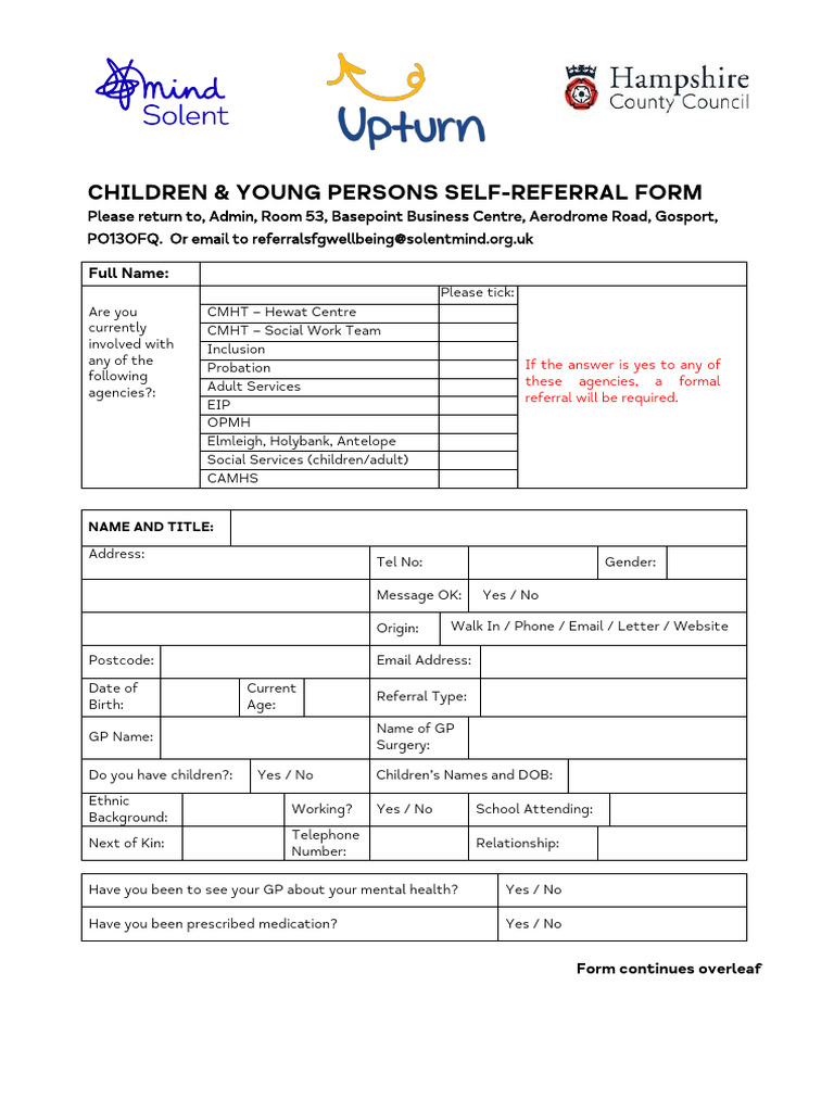 OPMH Self-Referral Form | PDF