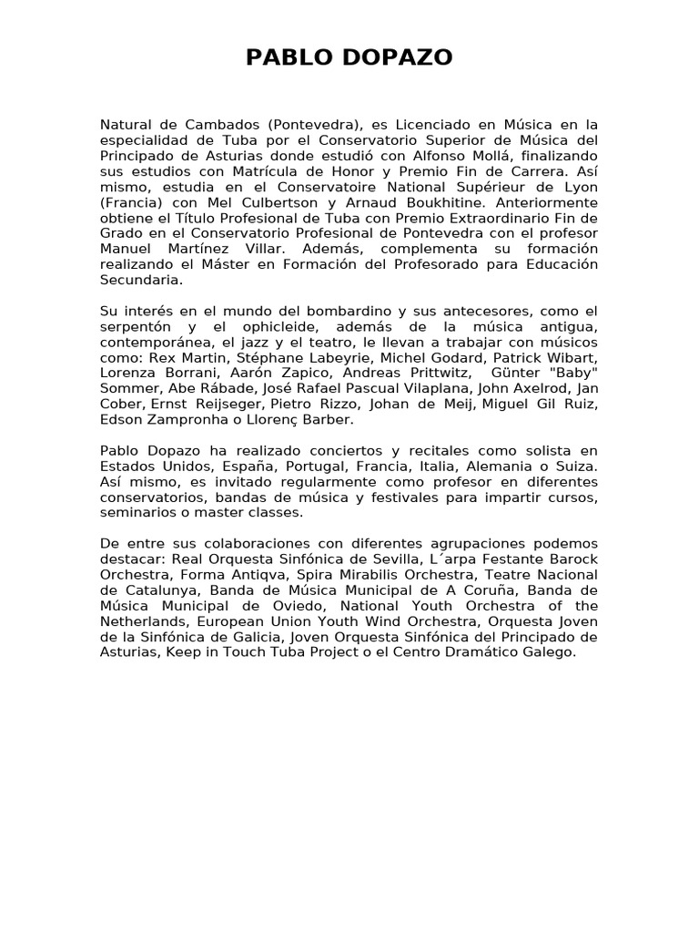 Curriculum Pablo Dopazo 2019 | PDF