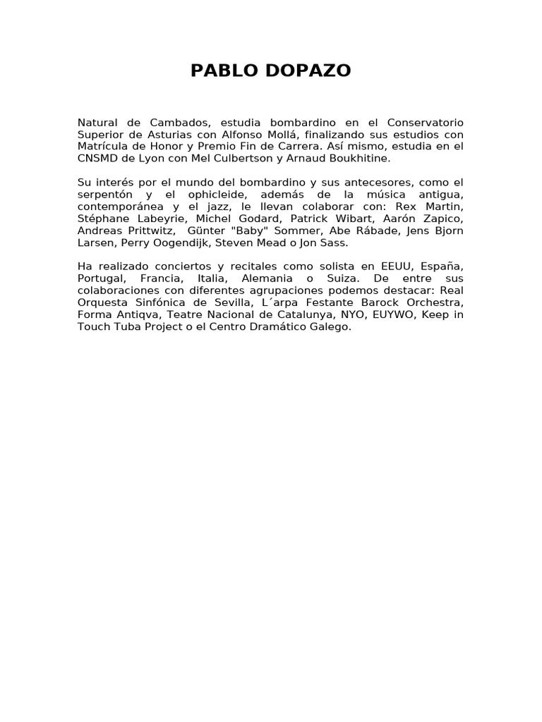 Curriculum Pablo Dopazo Corto | PDF