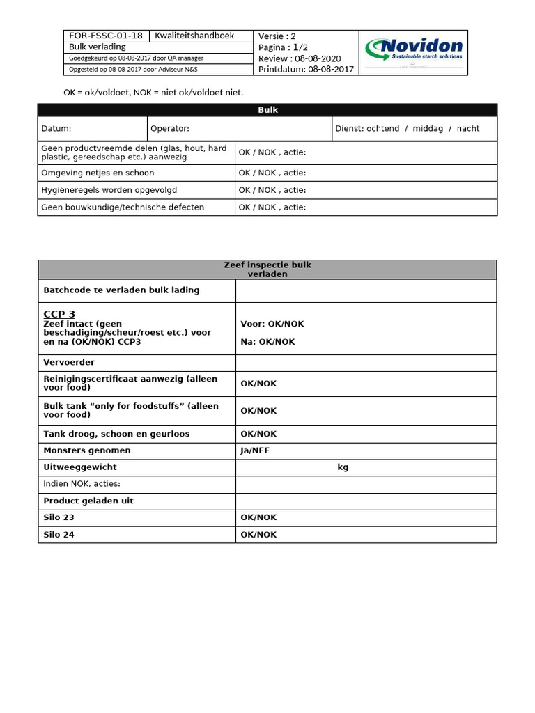 Controlelijst Bulk Verlading | PDF