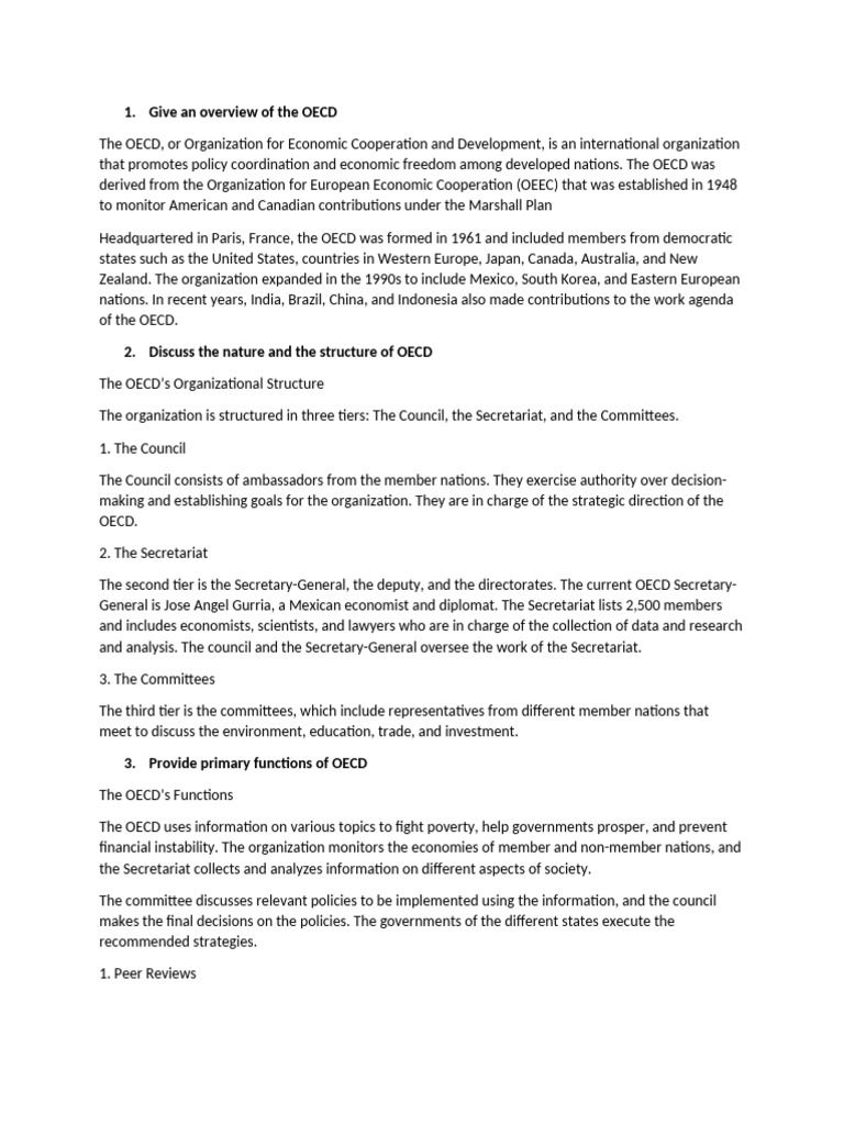 Overview of the OECD Structure and Functions | PDF | International ...