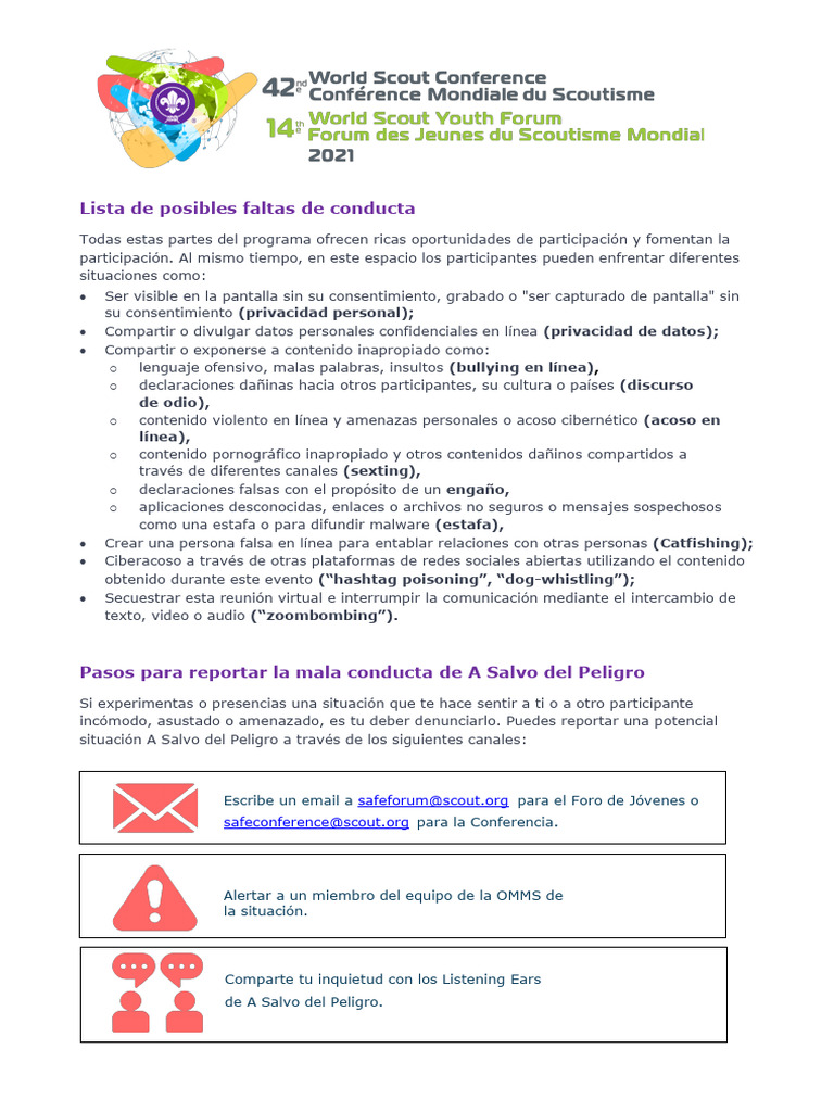 Reporte de Conducta Inapropiada en Eventos | PDF