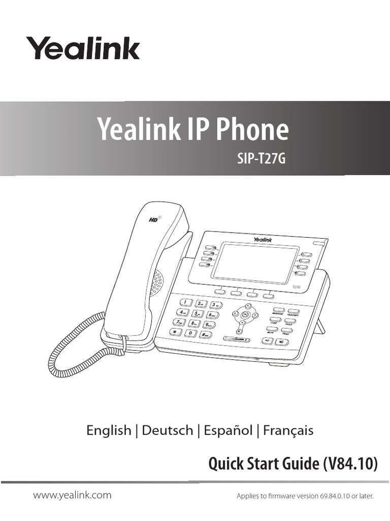 Yealink SIP-T27G Quick Start Guide V84 10 DE ES FR | PDF | Ip Address ...