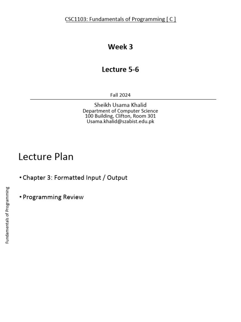 Week3 Lec5 6 Formatted Input Output Ch3 Fa24 | PDF | Computer Programming | Software Engineering