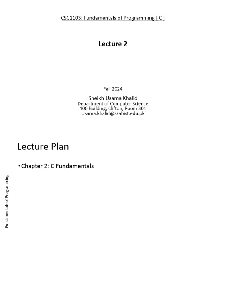 Week2 Lec3 4 C Fundamentals Ch2 Fa24 | PDF | Fahrenheit | Software
