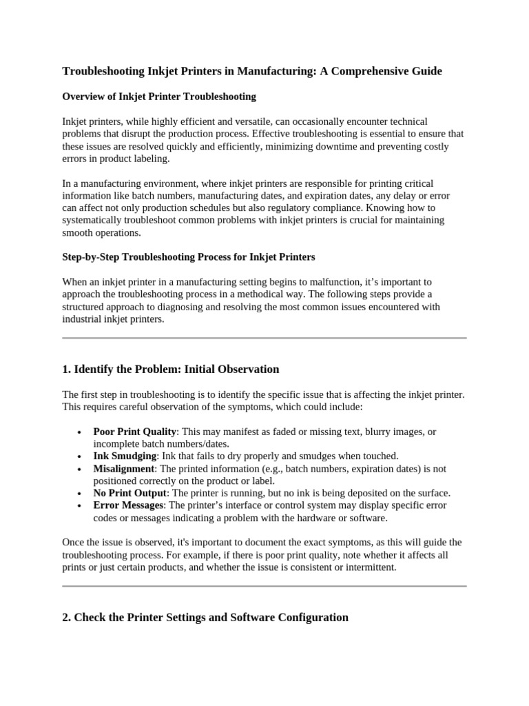 Troubleshooting Inkjet Printers in Manufacturing | PDF | Printer ...