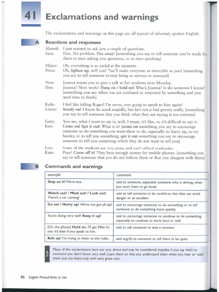 Phrasal Verbs in Use-Interm - 41-Exclamations and Warnings | PDF