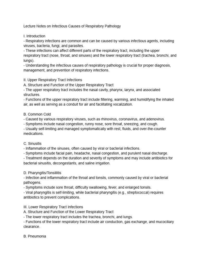 Infectious Respiratory Pathology Overview | PDF | Pneumonia ...