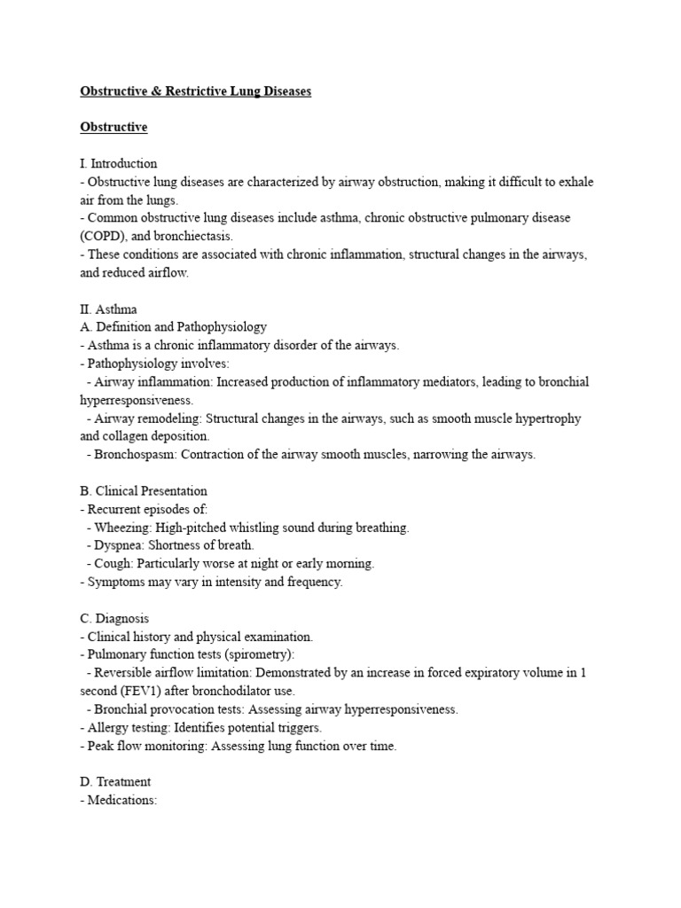 Obstructive vs. Restrictive Lung Diseases | PDF | Chronic Obstructive ...