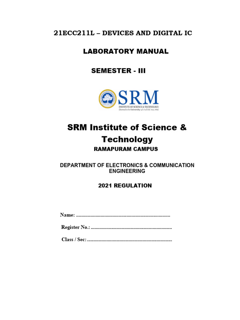 Devices and Digital Ic Lab Manual | PDF | Bipolar Junction Transistor ...