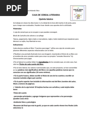 Informe De Libro De Caja De Cereal