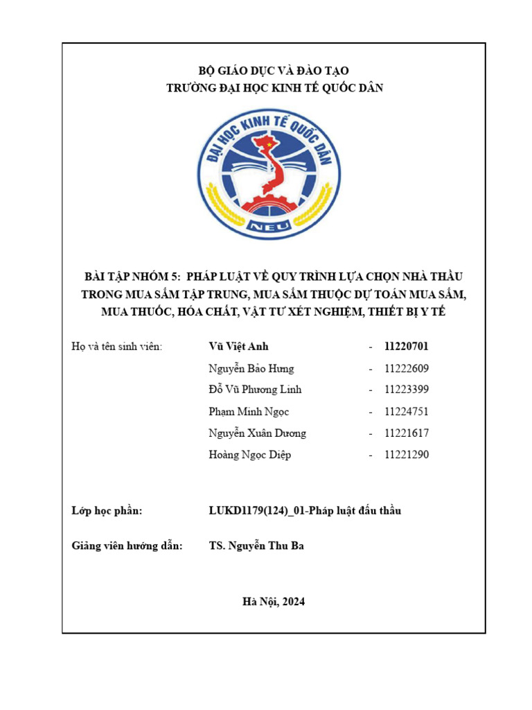 Nhóm 5 - Btl Luật Đấu Thầu | PDF