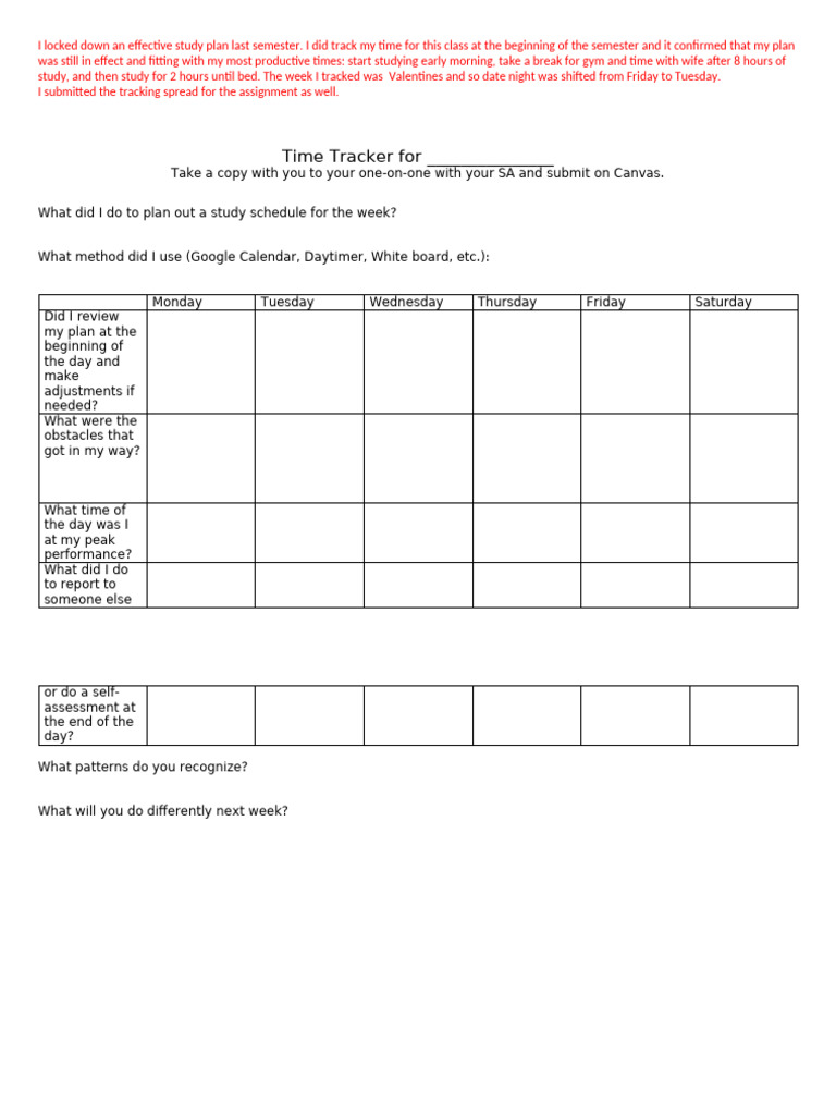 Effective Study Plan and Time Tracking | PDF | Self-Improvement