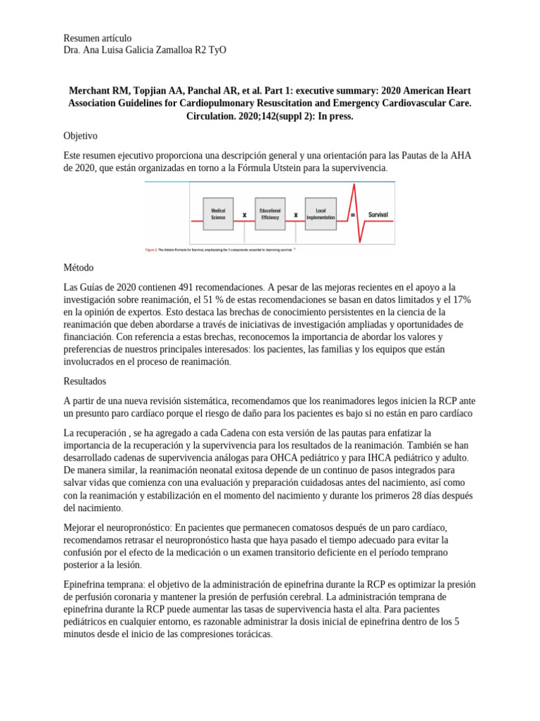Resumen de las Guías AHA 2020 ACLS | PDF | Reanimación cardiopulmonar ...