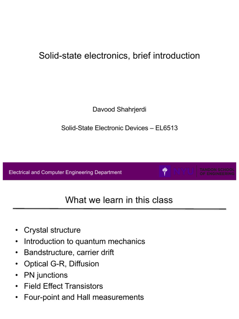 Introduction to Solid-State Electronics | PDF