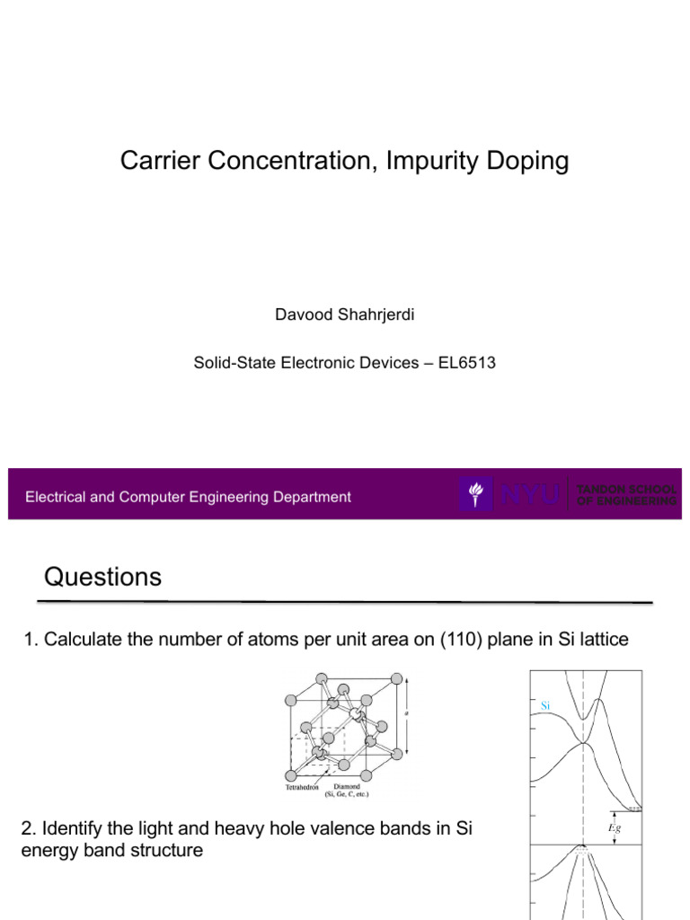 Lecture 2 - EL6513 | PDF | Semiconductors | Doping (Semiconductor)
