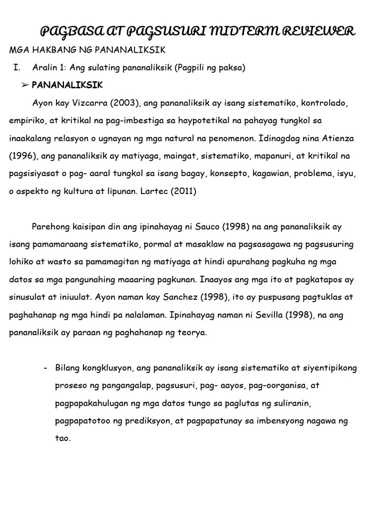 Pagpag Finals Reviewer | PDF