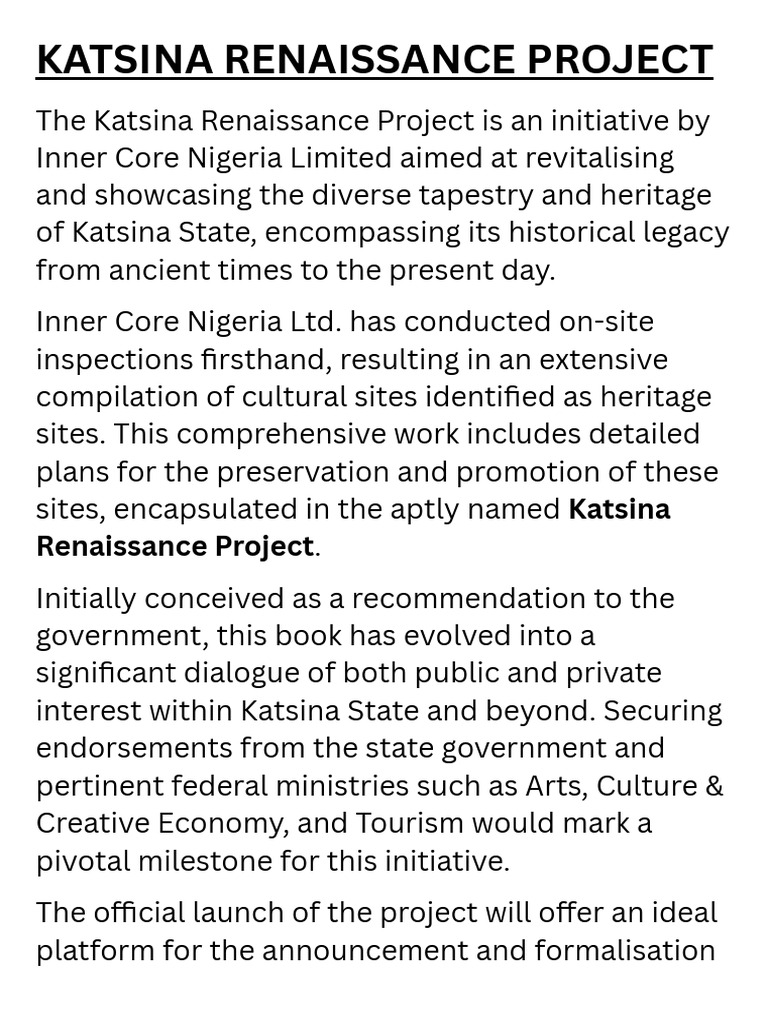 Katsina Renaissance Project | PDF
