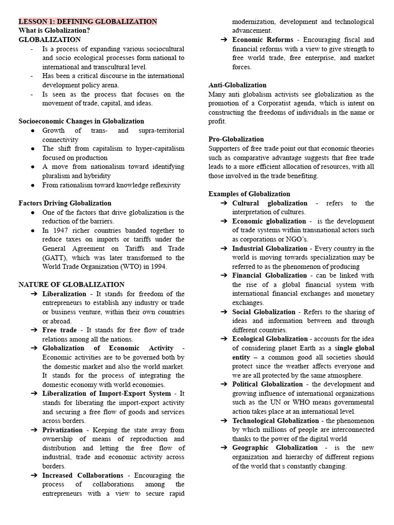 Conworld Midterms Reviewer | PDF | Globalization | World Bank