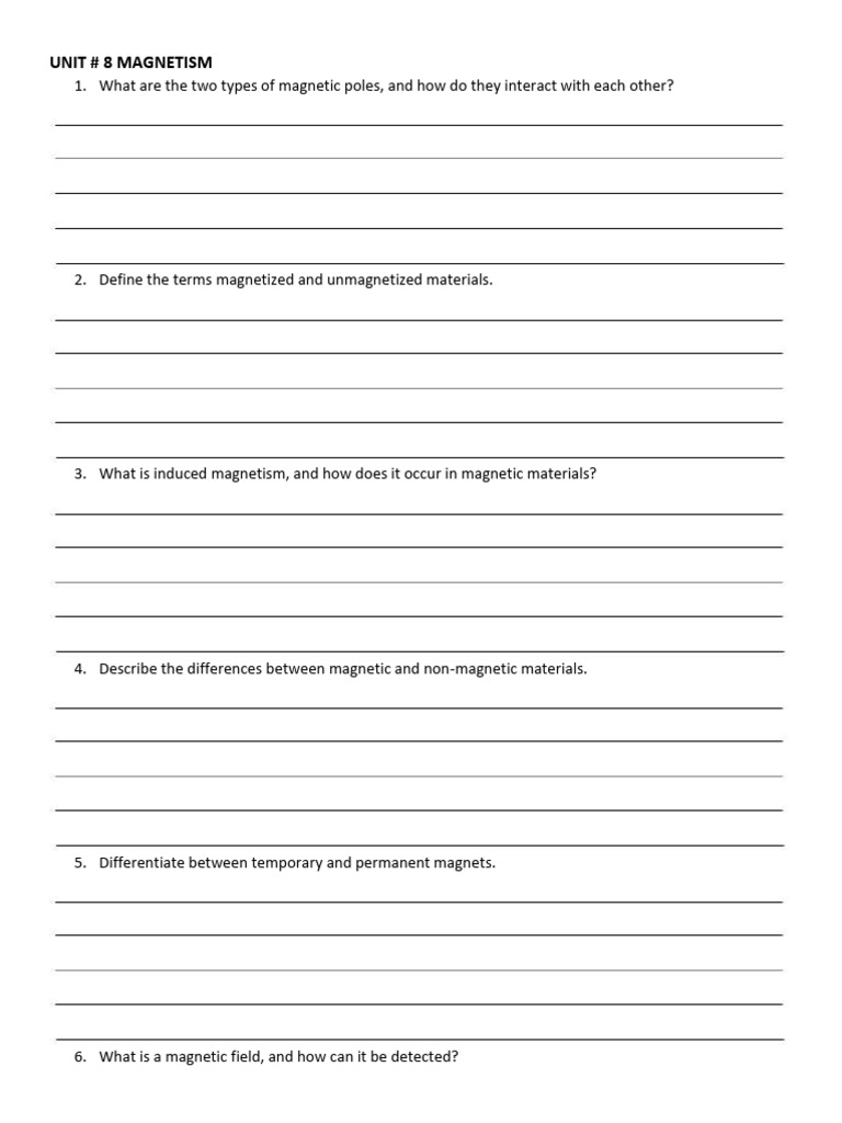 Unit # 8 Physics 9th | PDF | Magnetism | Magnet