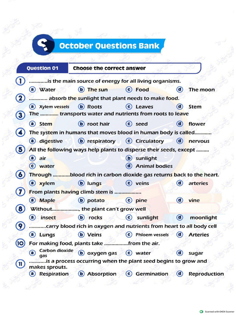 ElMotamyez QB - Science G5 - Oct Test - 2024 | PDF