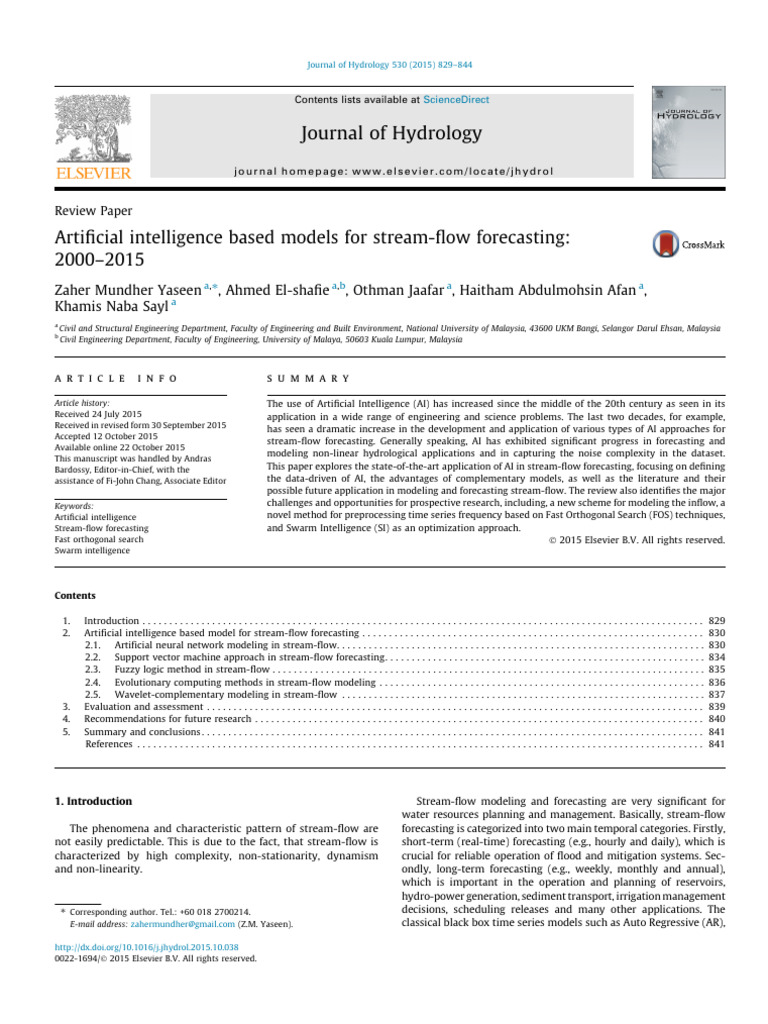 Yaseen 2015 | PDF | Artificial Neural Network | Support Vector Machine