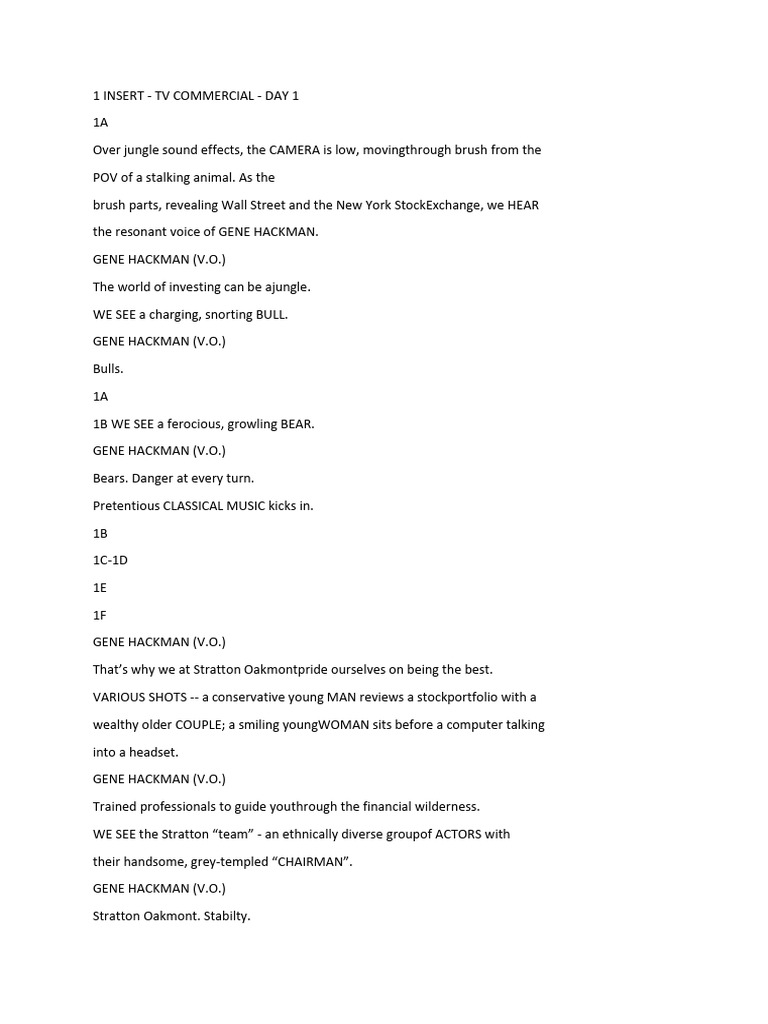 Wolf of Wall Street Screenplay | PDF