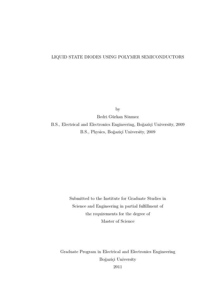 Liquid State Diodes Using Polymer Semiconductors | PDF | Molecular ...
