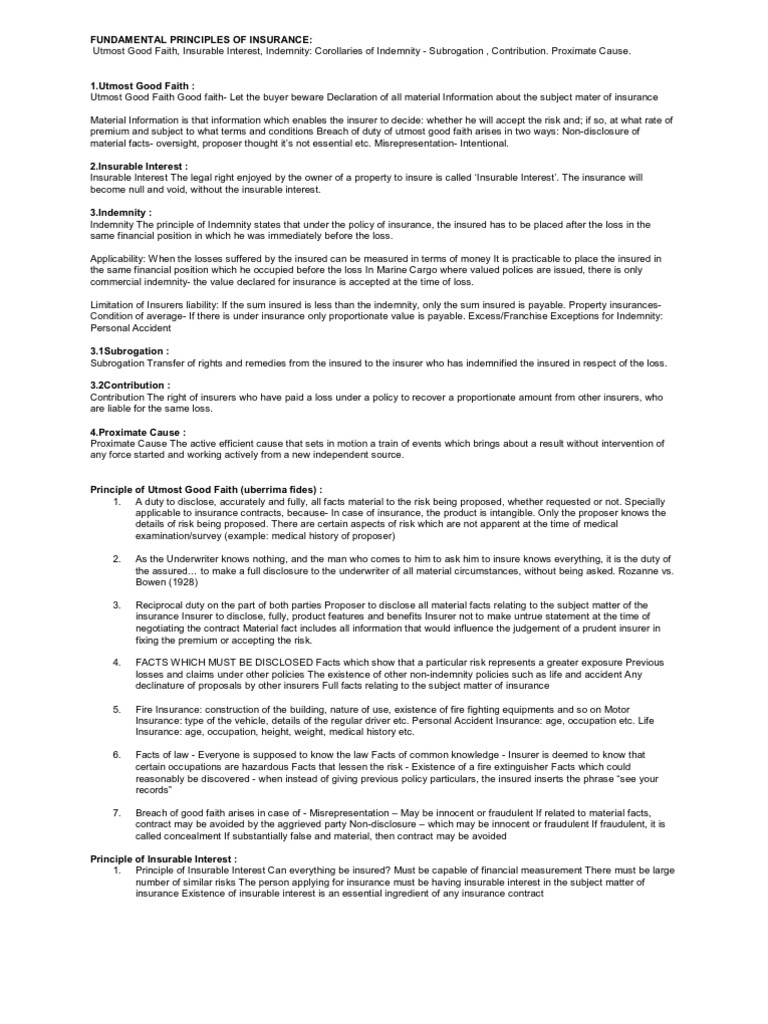 Fundamental Principles of Insurance | PDF | Indemnity | Insurance