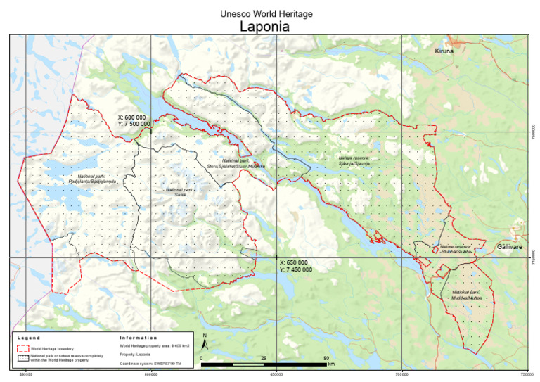 Laponia Area - Sweden - Map - withNPandNR - and - Coordmarker ...