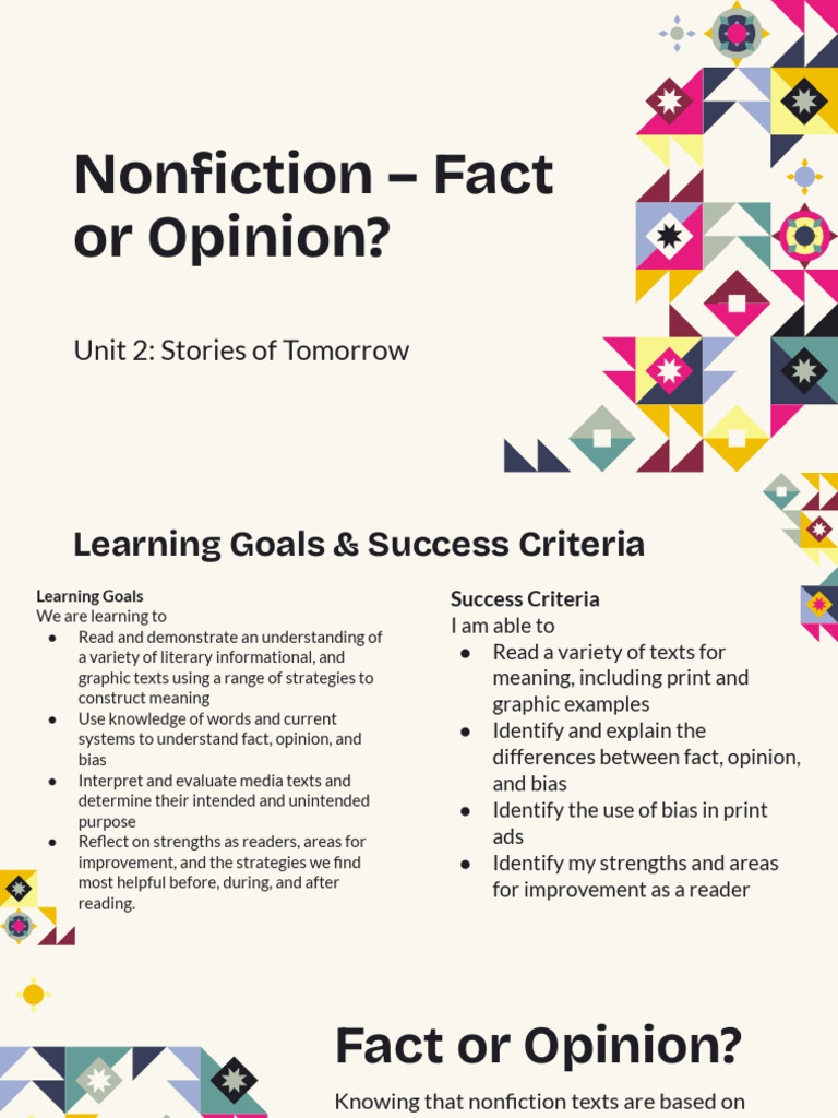 Nonfiction - Fact or Opinion | PDF | Bias | Reason