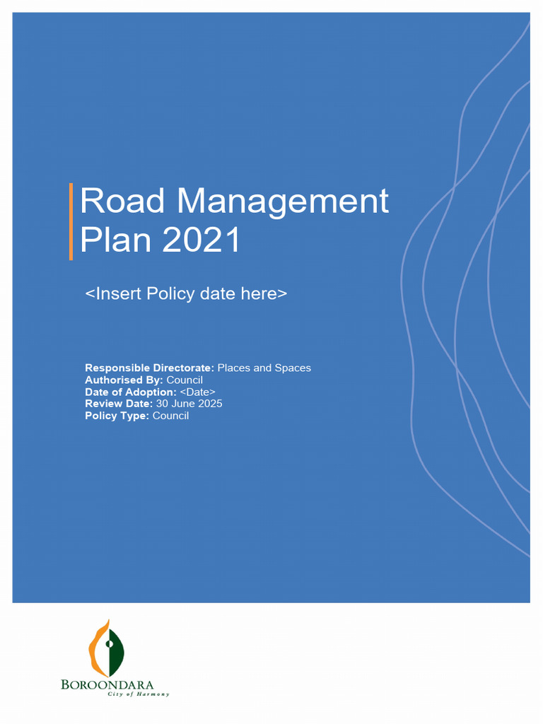 Road Management Plan Draft 2021 | PDF | Road | Traffic