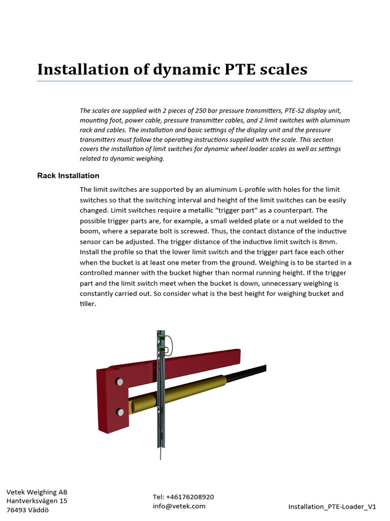 Installation - PTE-Loader - V1 ENG | PDF | Calibration | Weight
