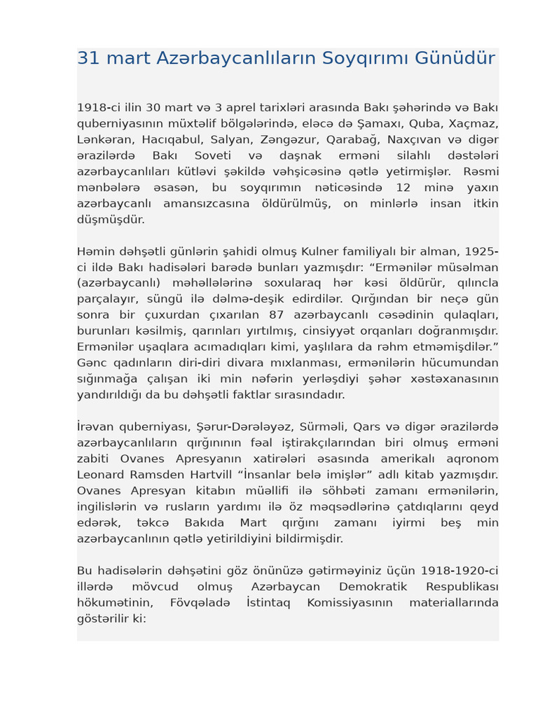 31 Mart Soyqirim Günü | PDF