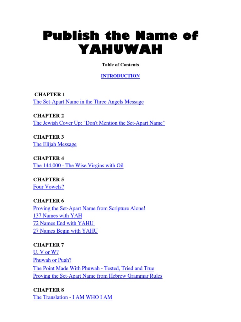 Publish The Name of YAHUWAH | PDF