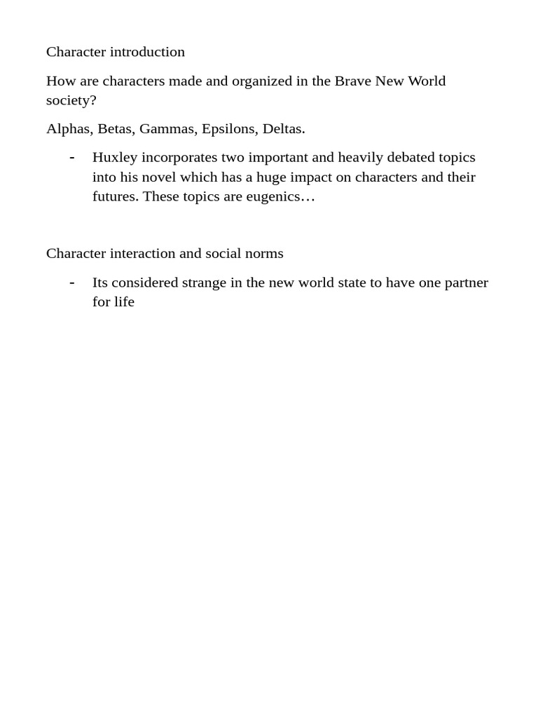 Summary BNW | PDF | Politics