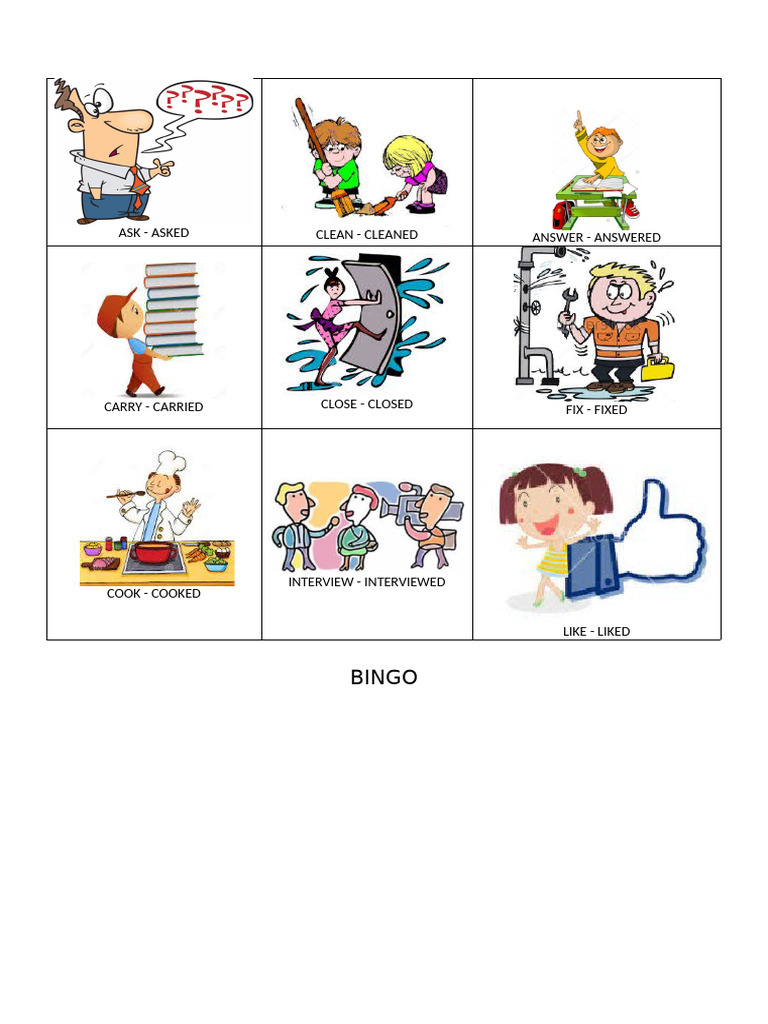 Bingo Simple Past Regular Verbs | PDF | Grammar | Linguistics