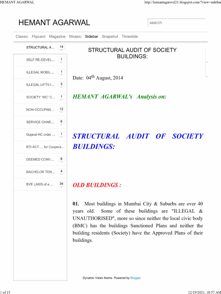 Structural Audit of Co Op HSG Societies | PDF | Earthquakes | Concrete