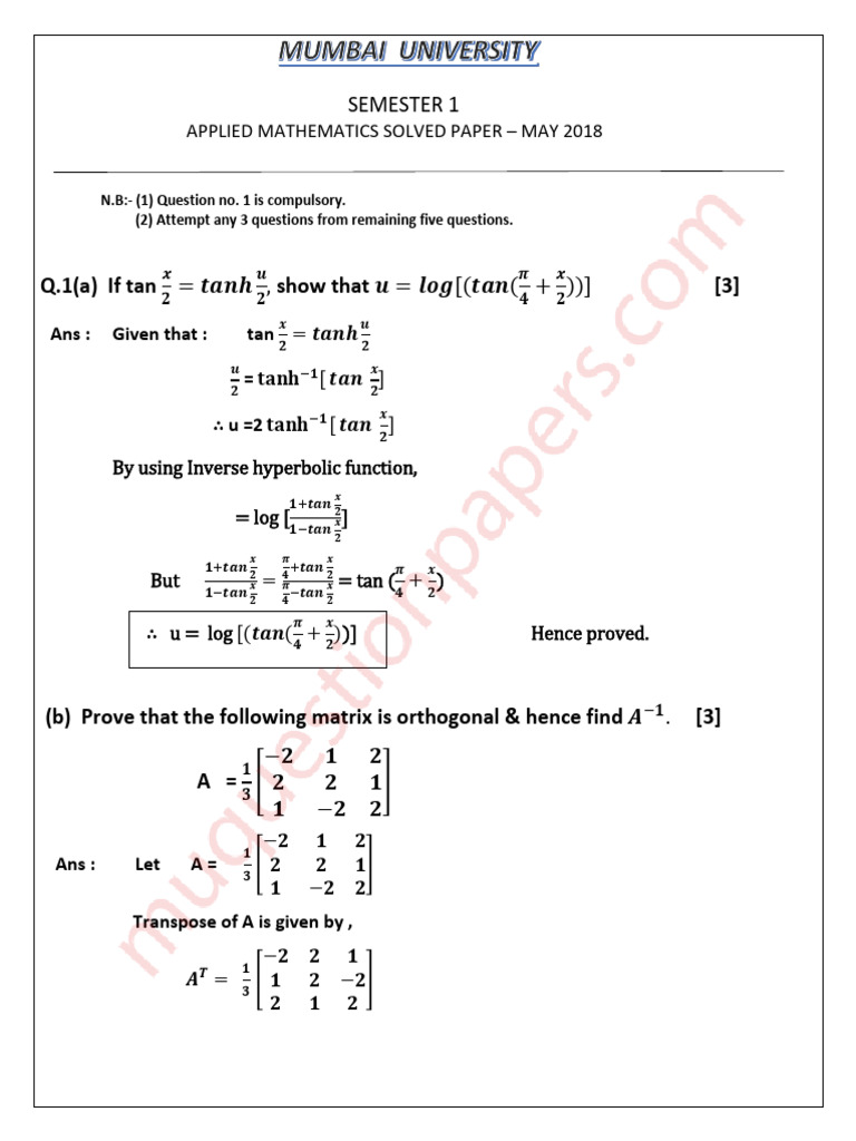 Am I Fe Sem 1 2018 May C-Scheme Answer Key | PDF | Applied Mathematics | Mathematical Analysis