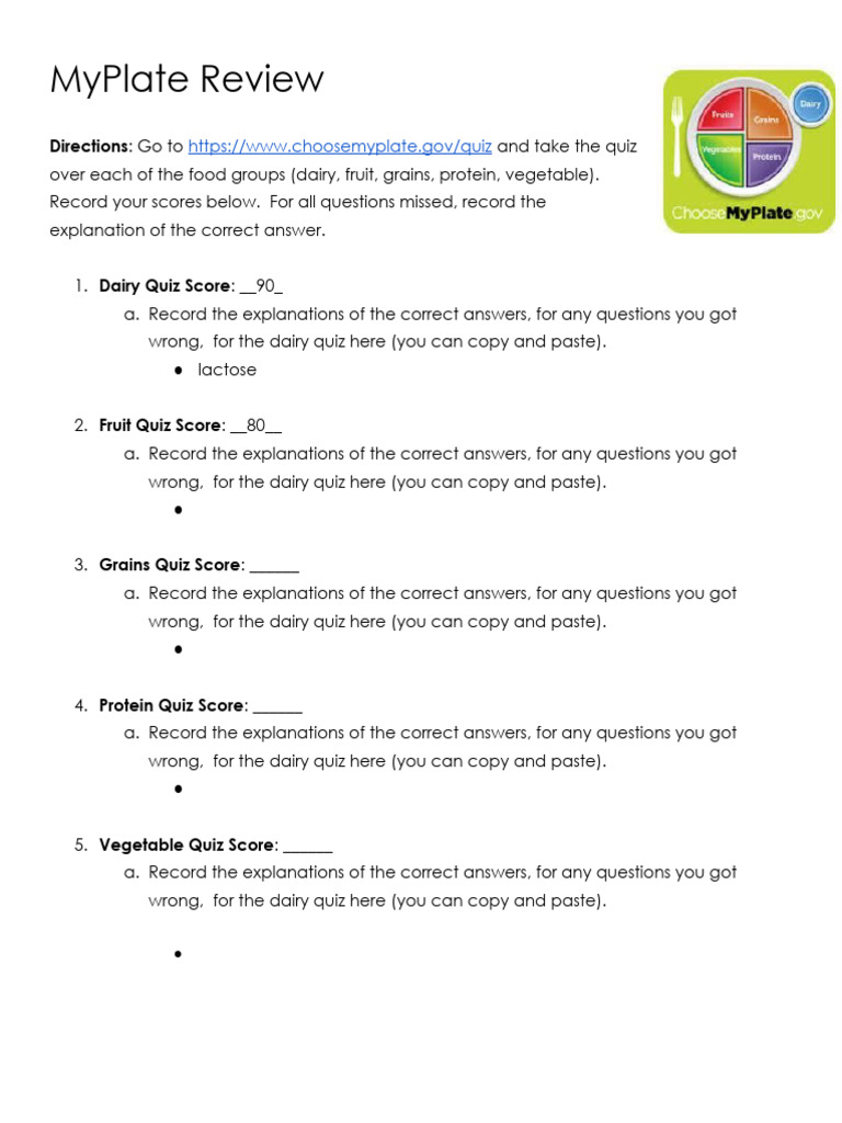 Copy of Copy of MyPlate Review | PDF | Self-Improvement | Lifestyle