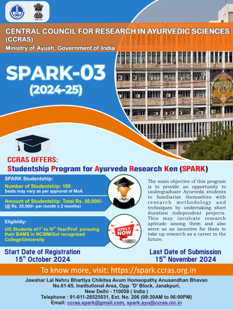 SPARK Ayurveda Research Studentship 2024 | PDF