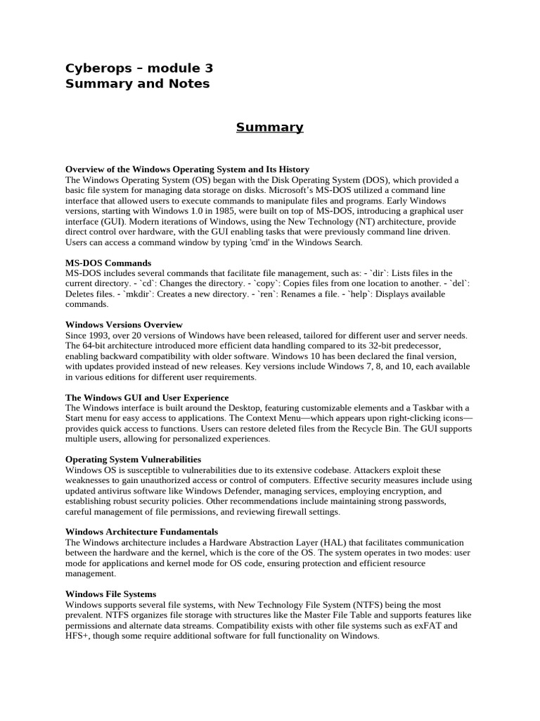 Cyberops - Module 3 Study Notes - TH | PDF | Windows Registry ...
