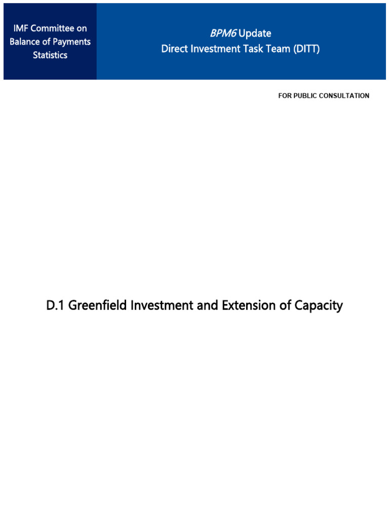 Greenfield Investment in Direct Investment Statistics | PDF | Foreign ...