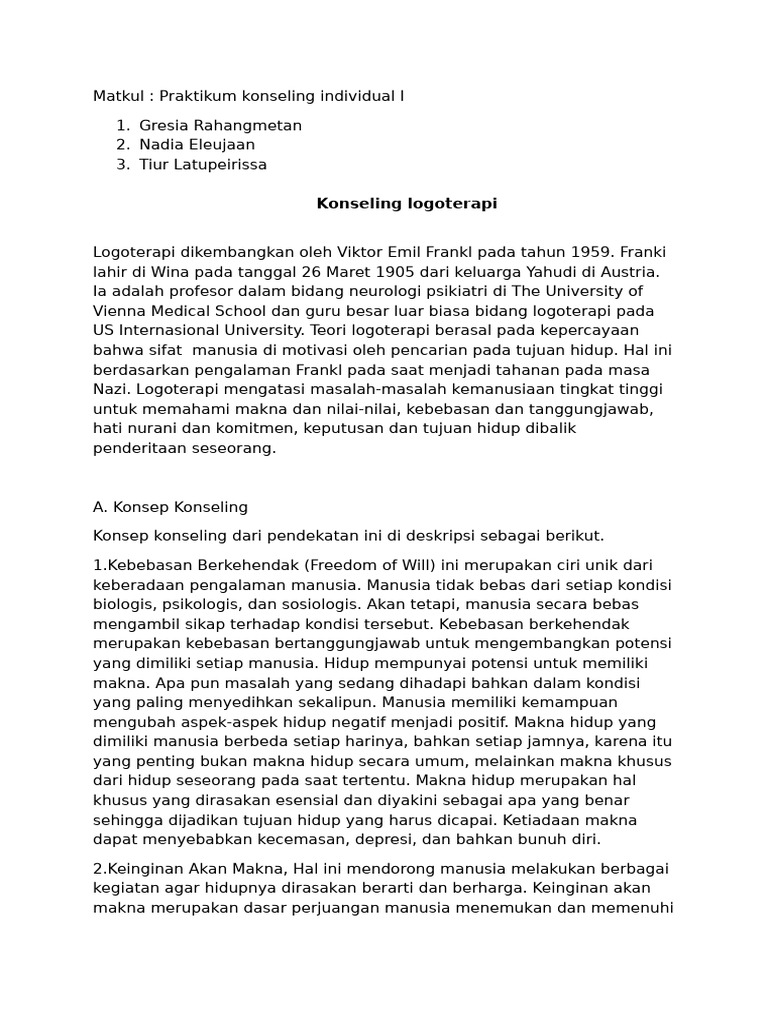 Tgs Logoterapi | PDF | Pengembangan Diri