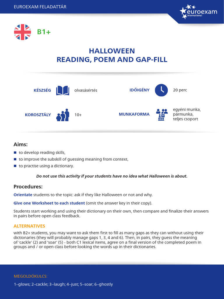 Halloween - Reading Poem and Gap Fill | PDF | Halloween