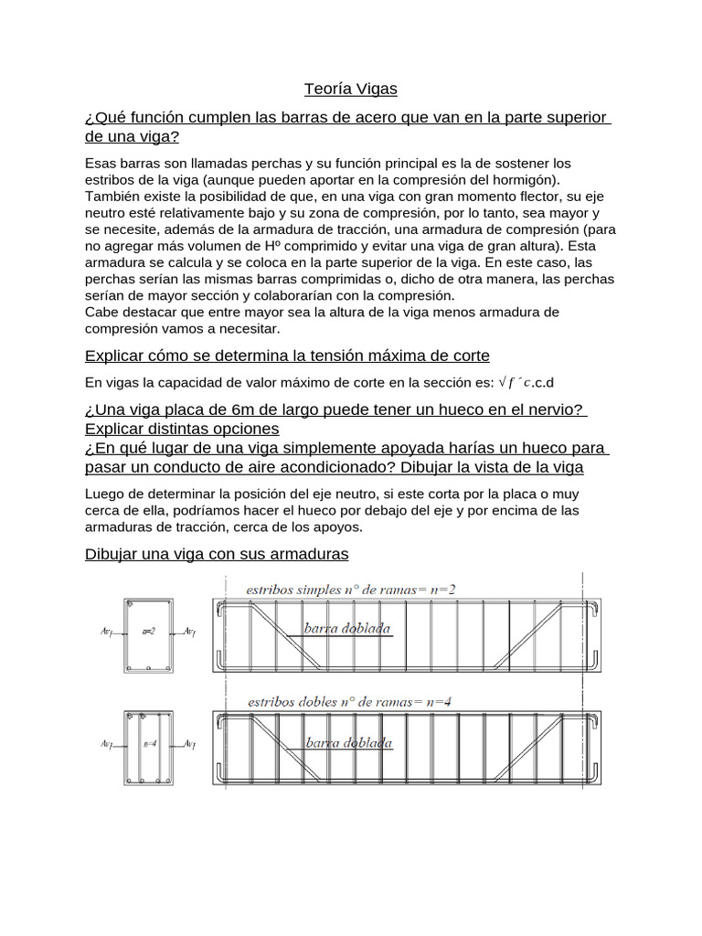 Teoría. Vigas. | PDF | Viga (Estructura) | Braguero