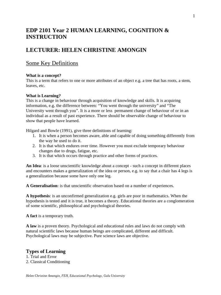 Human Learning and Cognitive Models | PDF | Learning | Reinforcement