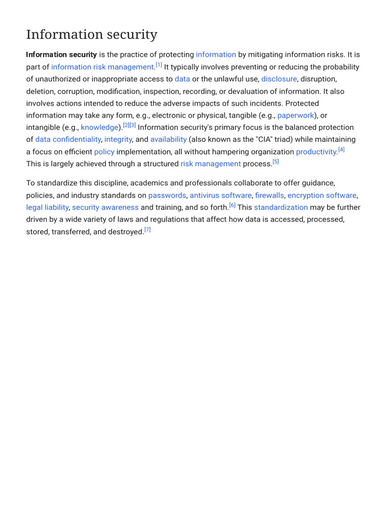 Information Security - Wikipedia | PDF | Information Security | Security