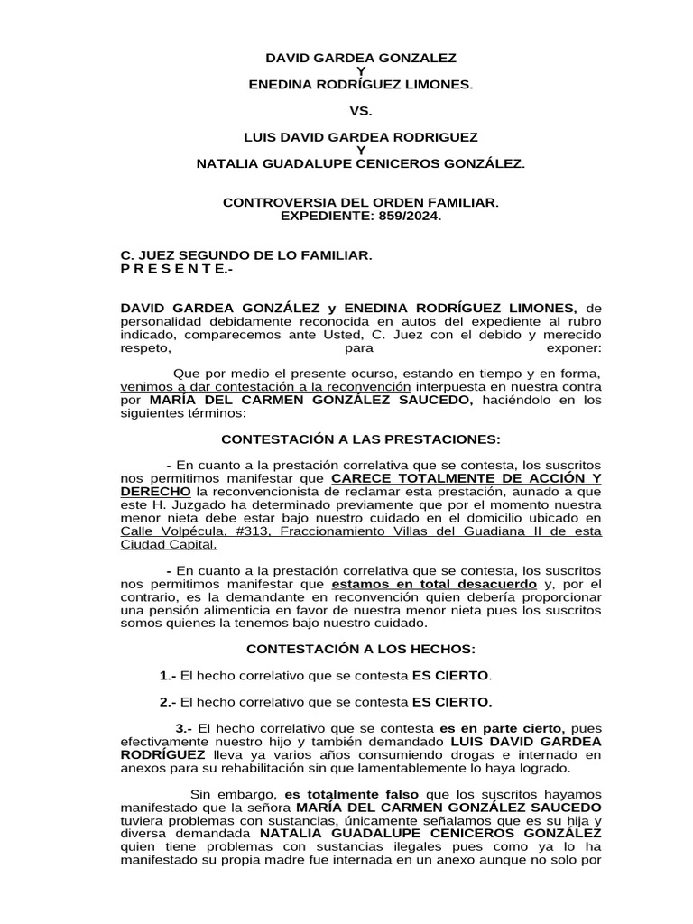 Controversia Familiar: Caso Gardea | PDF | Demanda judicial