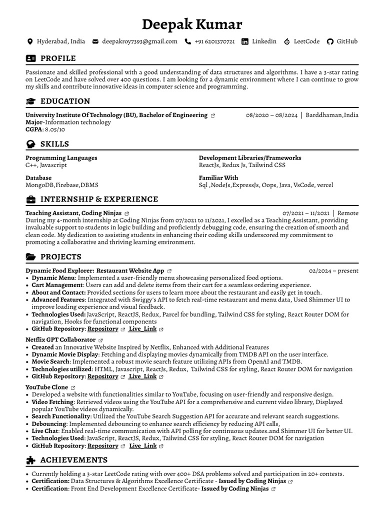 Resume Deepak H | PDF | Systems Architecture | Computing